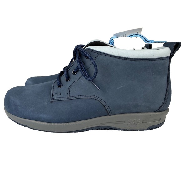 SAS | Shoes | Sas Gretchen Leather Ankle Boots Navy Light Blue Womens S ...